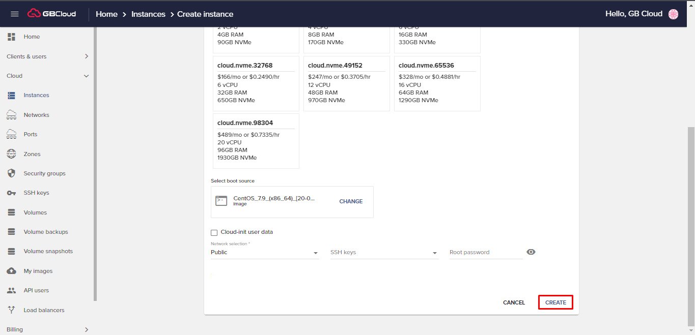 How to Create a Cloud Instance? - Blog - GB Cloud